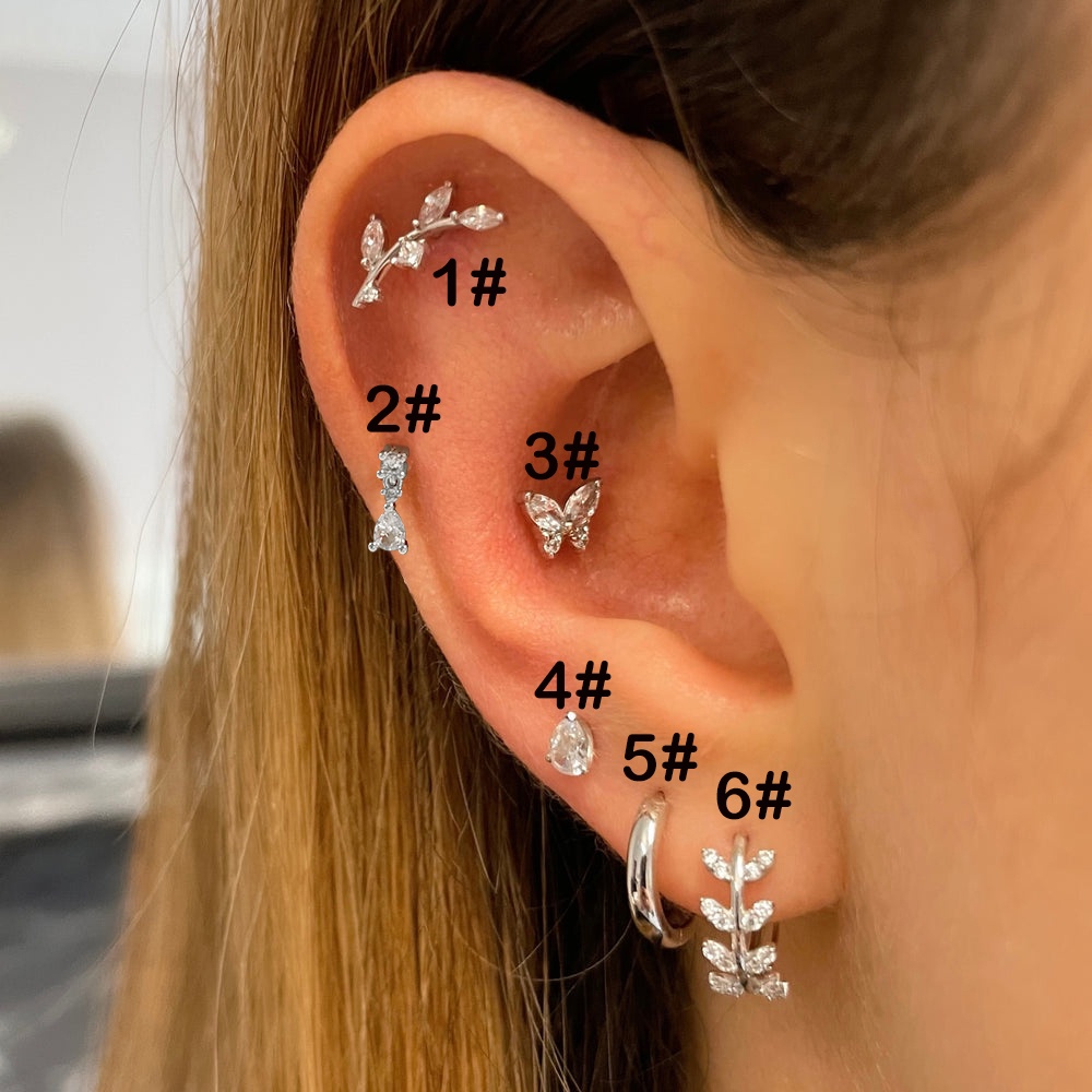 Stainless Steel Stud Women's Earrings 2023 Septum Piercing Zircon ...