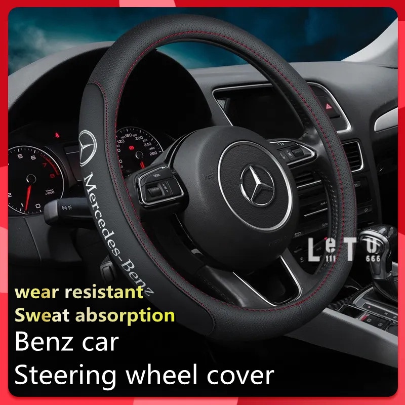 Benz car steering wheel cover, leather steering wheel cover, Mercedes ...
