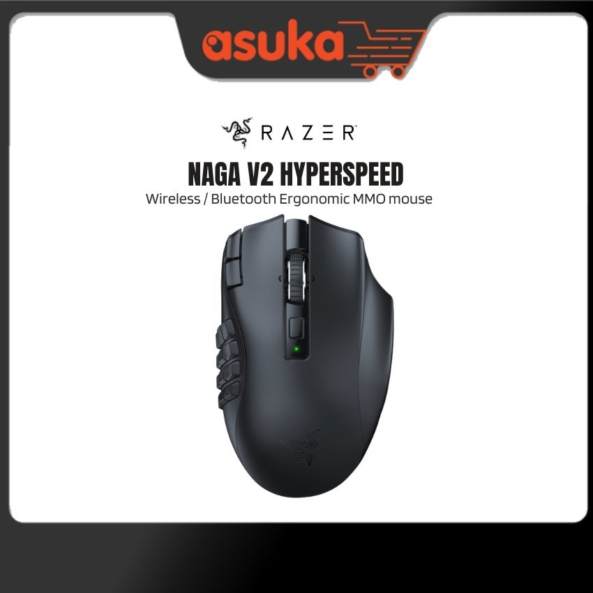 Razer Naga V2 HyperSpeed Ergonomic Wireless MMO Gaming Mouse with 19 ...