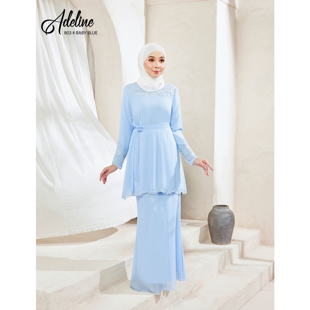 [S-4XL] ADELINE KURUNG MODERN (BABY BLUE) BAJU MINI RAYA WANITA ...