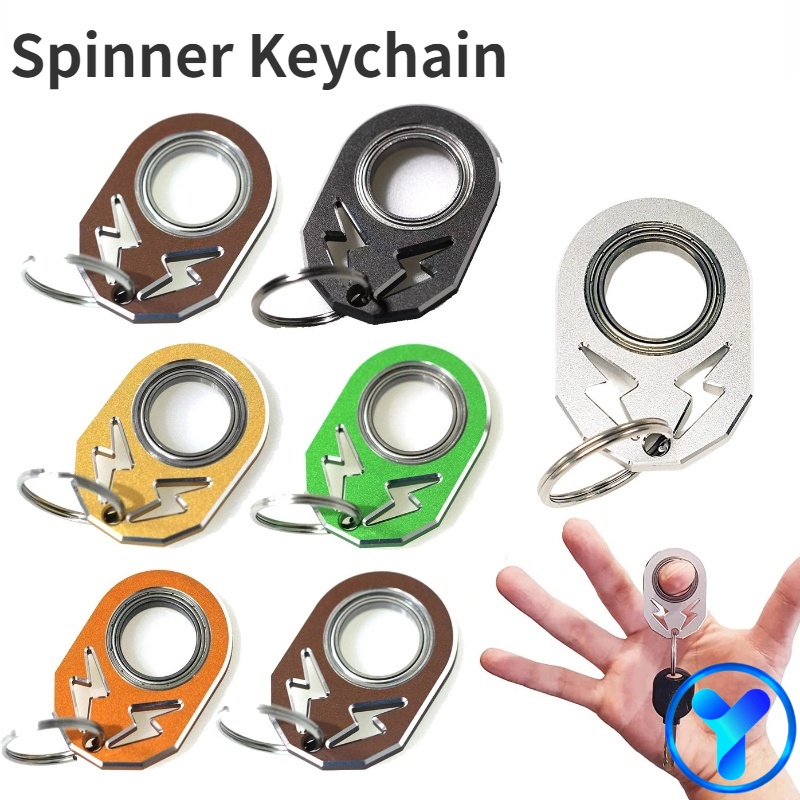 YAP Trendy Metal Lightning-shaped Hollow Fidget Spinner Toy Keychain ...