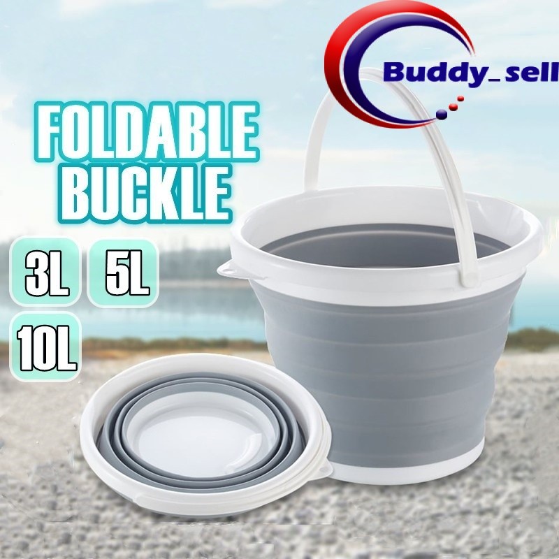 3L/5L/10L Portable Folding Bucket Collapsible Pail Water Container with Handle Car Washing ...