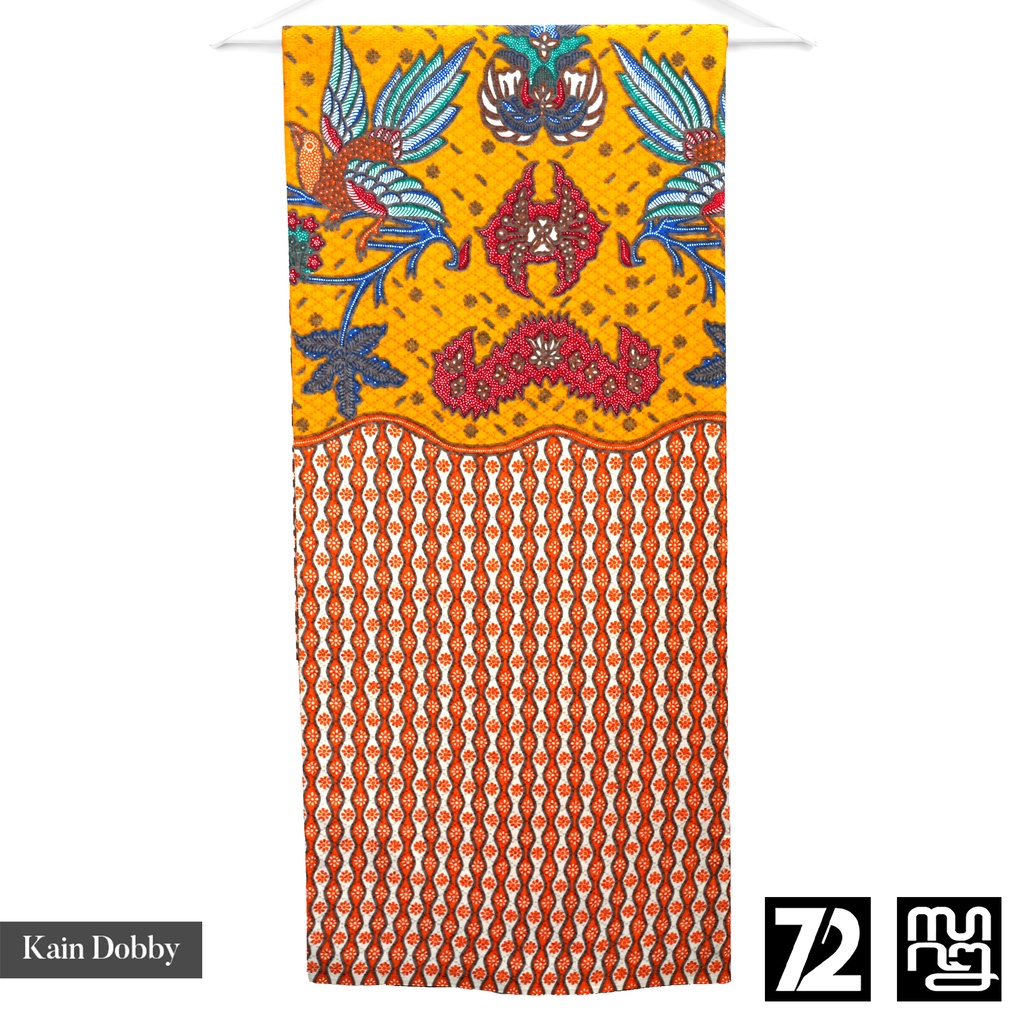 Premium BATIK FABRIC Dobby Material Yellow Layered Bird Motif Dolbi ...