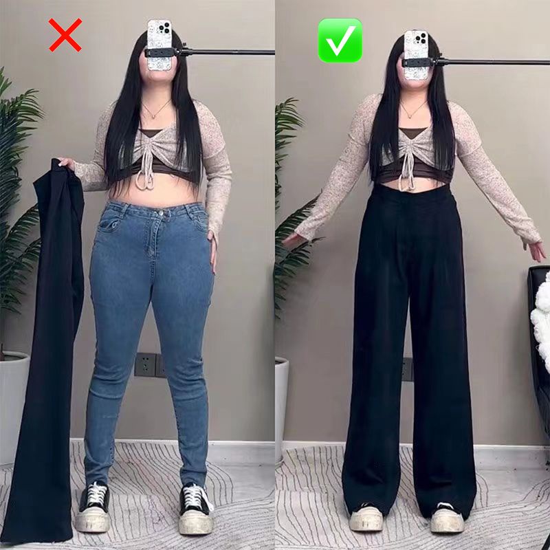 [40-100kg M-4xL]冰丝阔腿裤女加大码300斤胖mm梨形身材夏季薄款遮肉直筒长裤子女Fat puls size oversize Pants | Shopee Malaysia