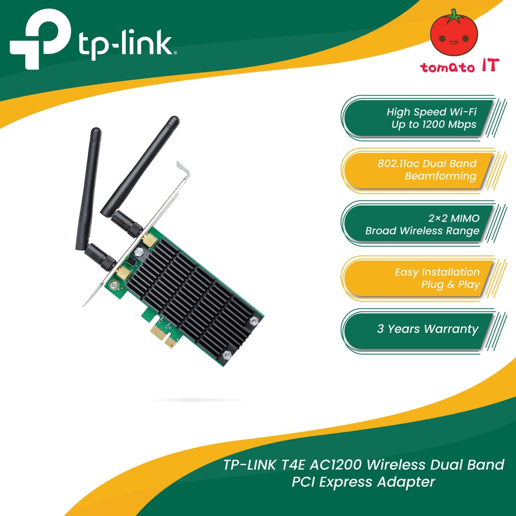 TP-LINK Archer T4E AC1200 Wireless Dual Band PCI Express Adapter ...