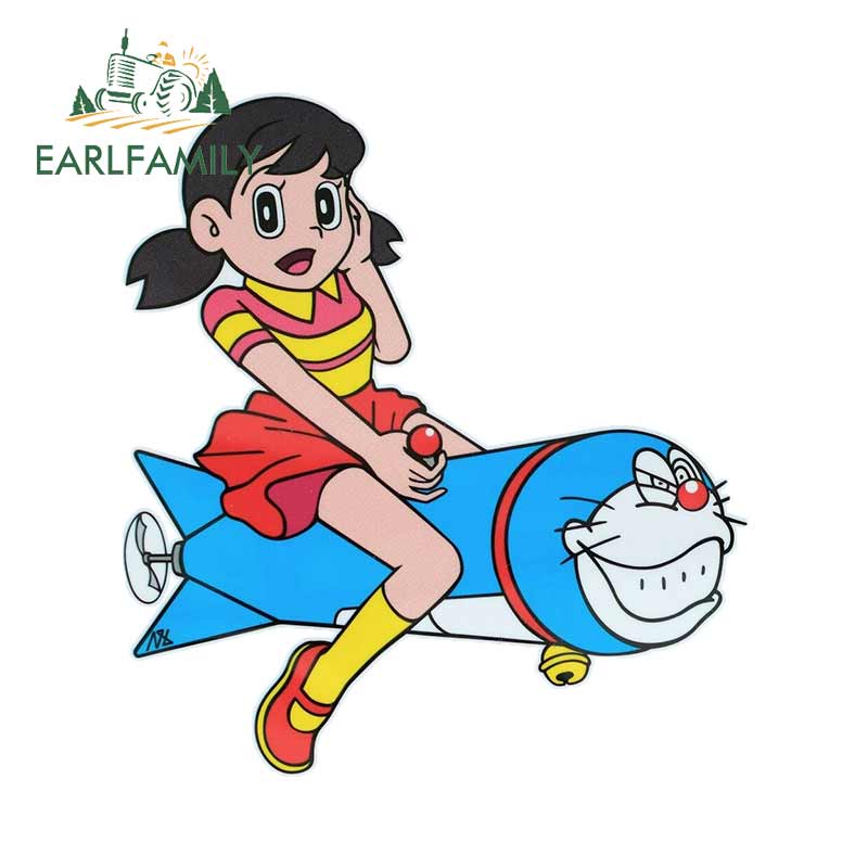 EARLFAMILY 13cm x 12.1cm Shizuka Minamoto and Doraemon Car Stickers ...