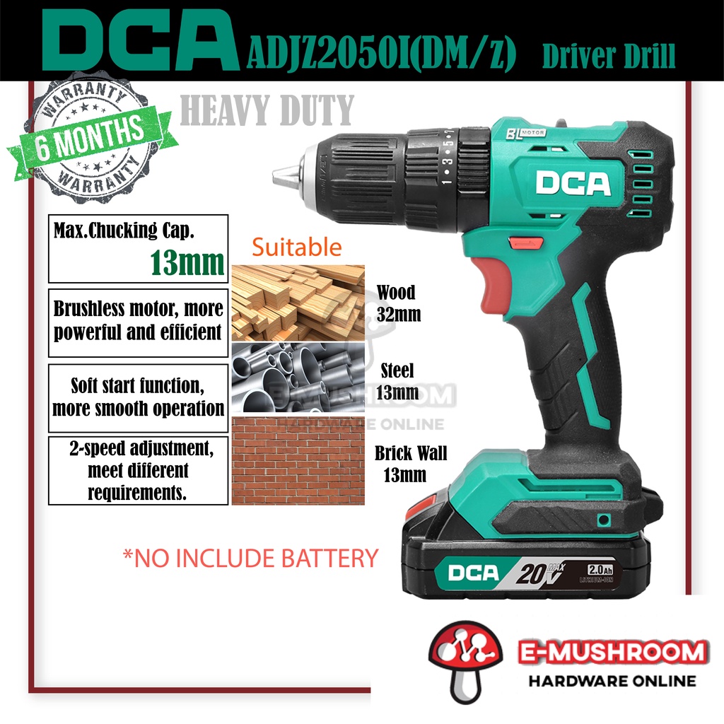 DCA 20V Cordless Brushless Driver Drill ADJZ2050I Wireless Drill ...
