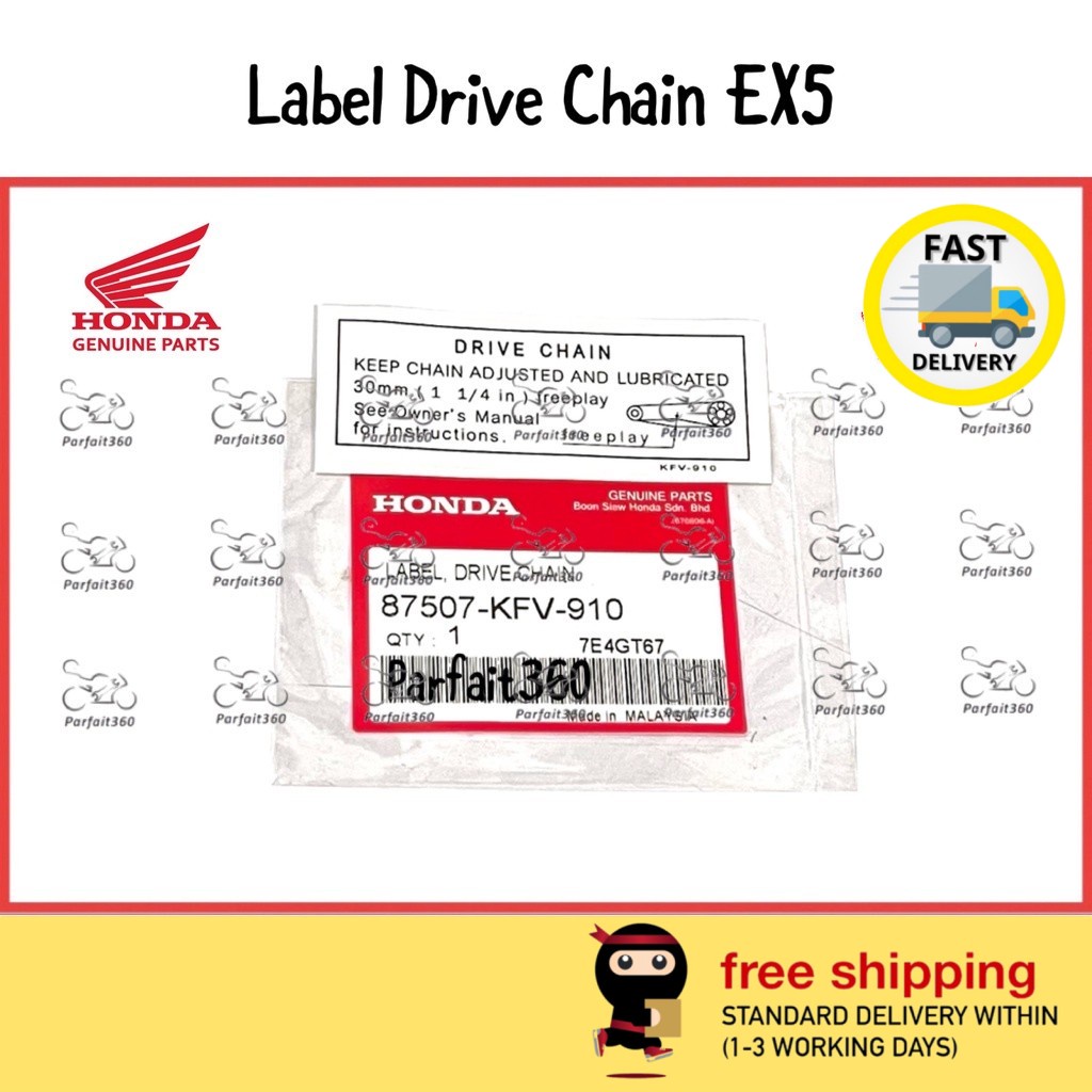 87507-KFV-910 HONDA EX5 DREAM / POWER Sticker Label Dive Chain Chaincase / Stiker Peti Rantai ...