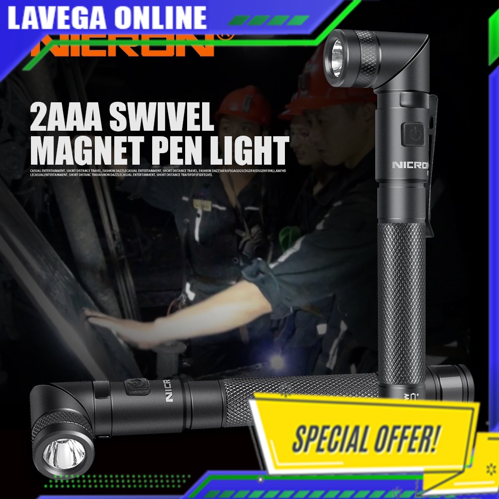 NICRON B73R Magnetic Twist Pen Style Flashlight 90度带磁笔型电筒 [150Lumens ...
