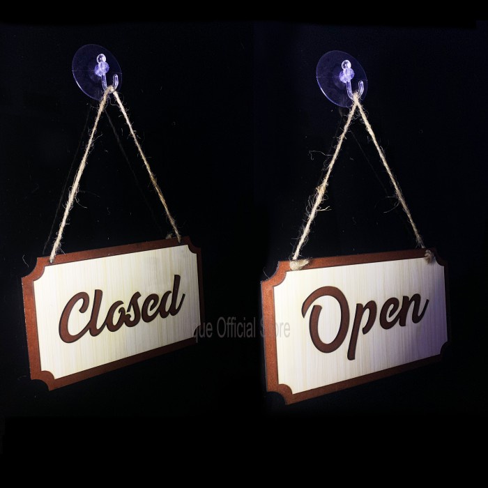 KAYU Hanging Open Close Wooden Sign - Wooden Open Close Cafe Shop ...