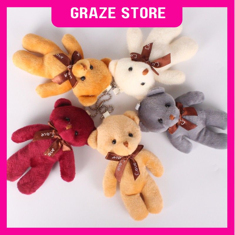 Mini Cute Plushie Teddy Bear Doll Stuffed Toys Anak Patung Mainan Kecil ...