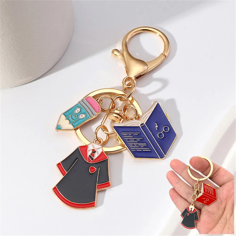 Creative Graduation Gown Cap Keychain Cute Enamel School Uniform Book ...