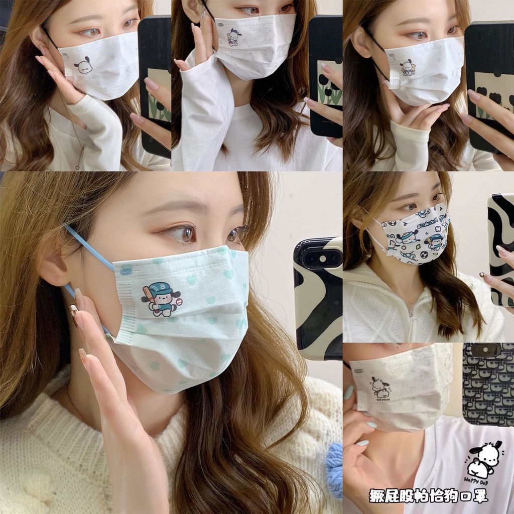 10pcs Pochacco Sanrio 3PLY Disposable Masks Mask For Adult Women Men ...
