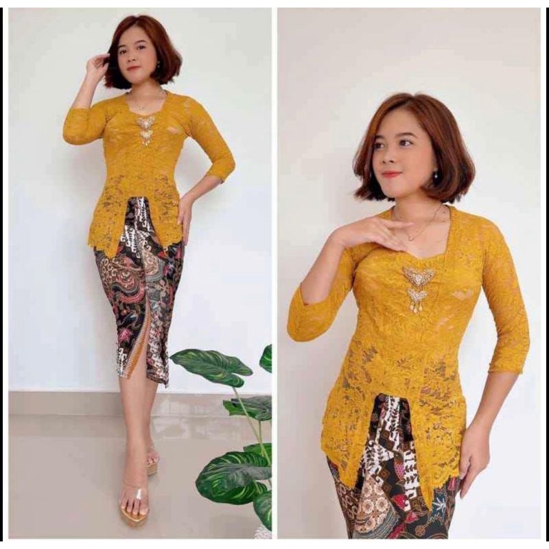 Kebaya Brocade bali sofia strech bet Sleeve 3/4 | Shopee Malaysia