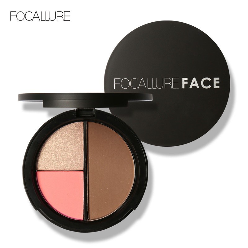 FOCALLURE FA20 3 Colors Bronzer Highlighter Contour Blush Makeup ...