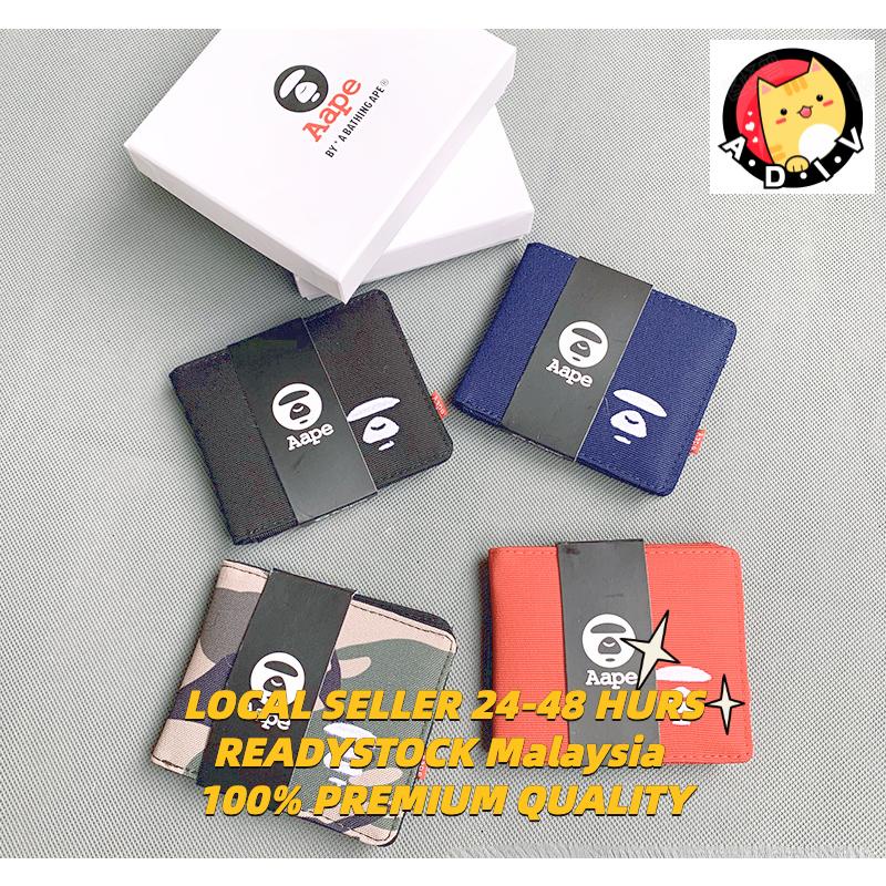 [ReadyStock] AAPE LOGO Unisex Embroidery Simple Two Fold Wallets 4 ...