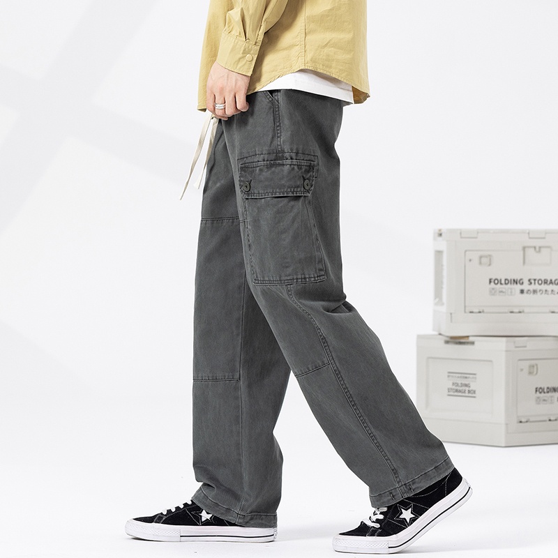 Kargo Cargo Pants Men Straight Cut Loose Casual Slack Cotton Man Long ...