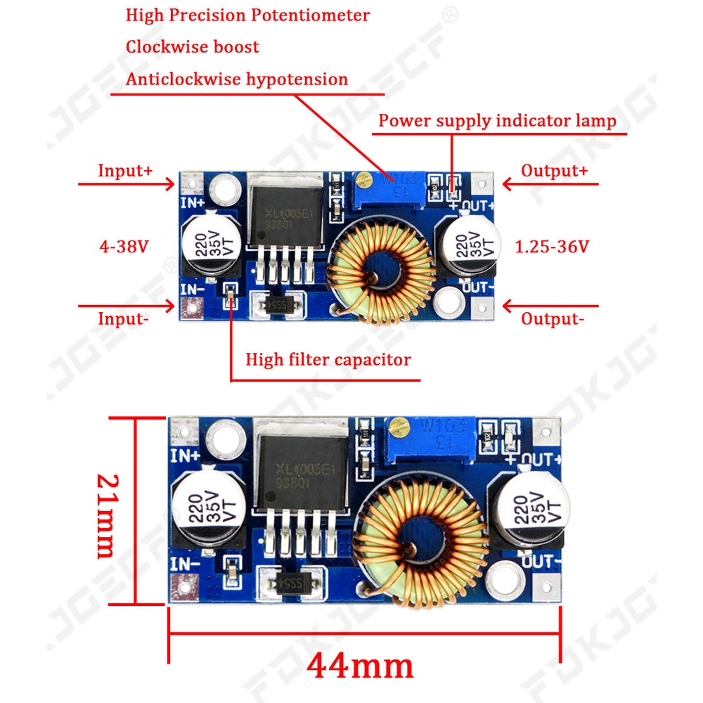 5A Max DC-DC XL4005 Step Down Adjustable Power Supply Module LED ...