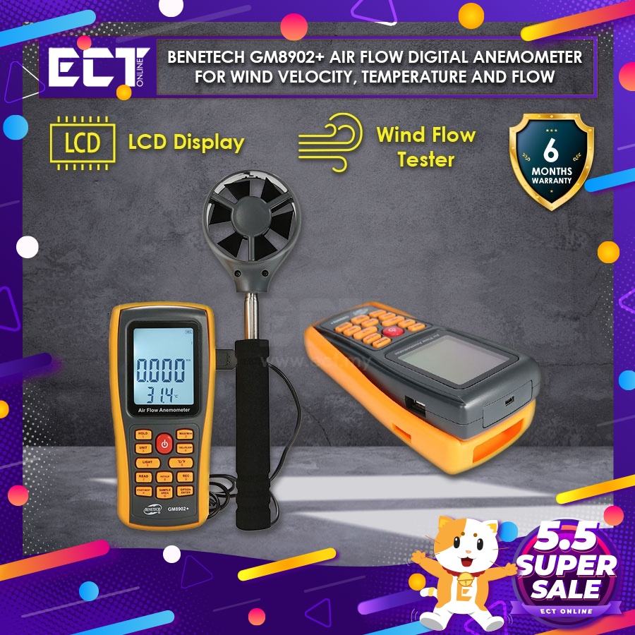 Benetech GM8902+ Air Flow Digital Anemometer for Wind Velocity ...