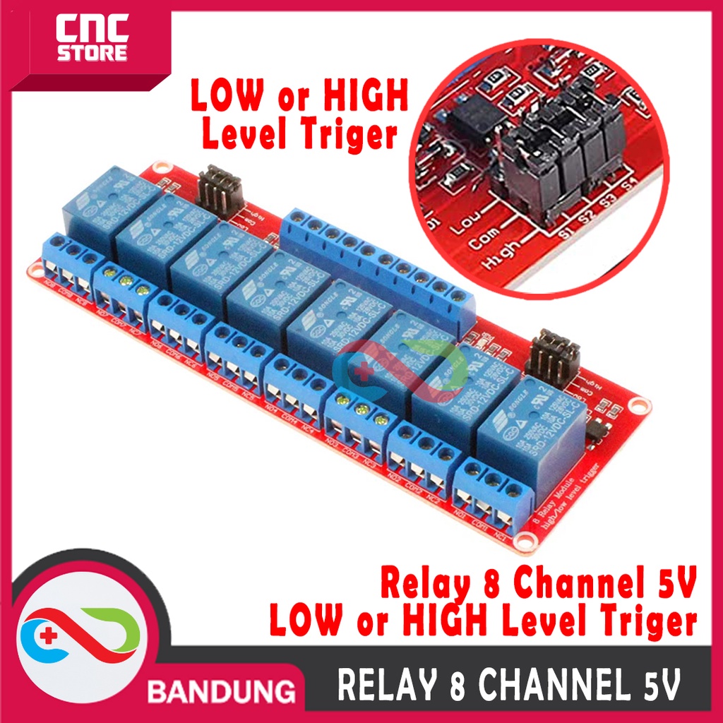 Module RELAY 8 CHANNEL 5V WITH OPTO-ISOLATED HIGH OR LOW LEVEL TRIGER ...