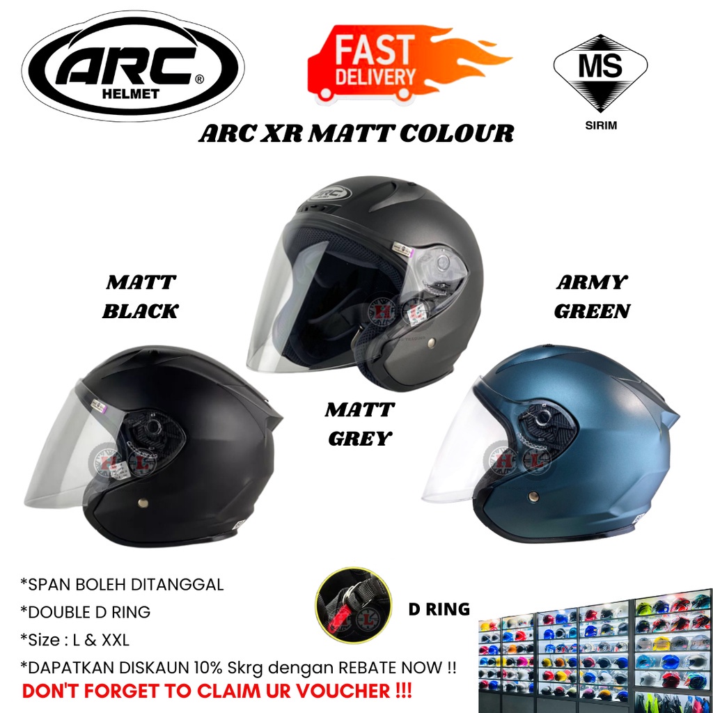 ARC XR MATT COLOUR OPEN FACE HELMET ORIGINAL ( HELMET ARC XR COLOUR ...