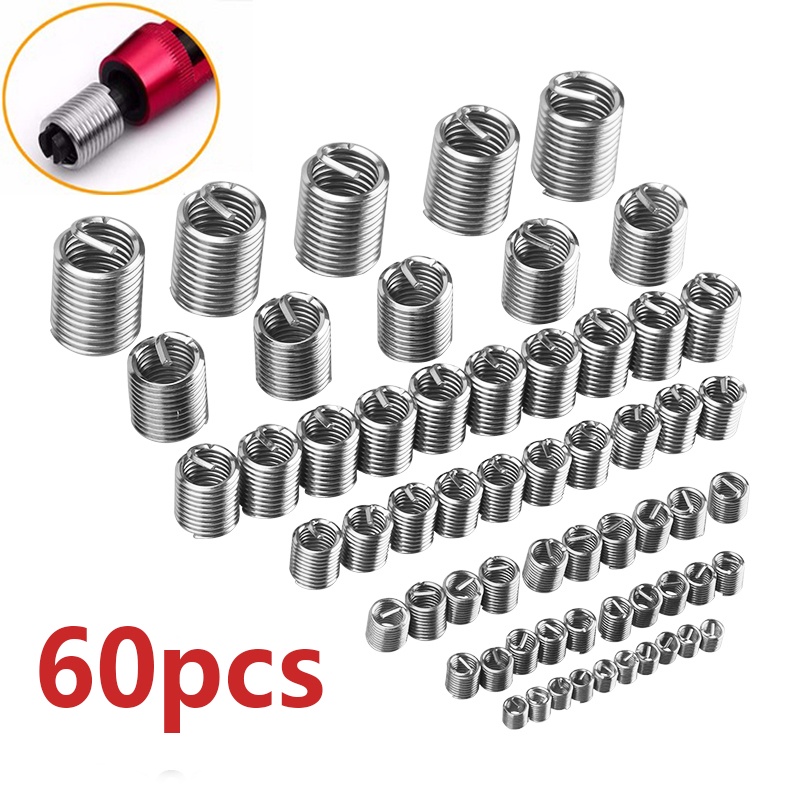60Pcs Fastening Thread Insert Set M3 M4 M5 M6 M8 M10 M12 Stainless ...