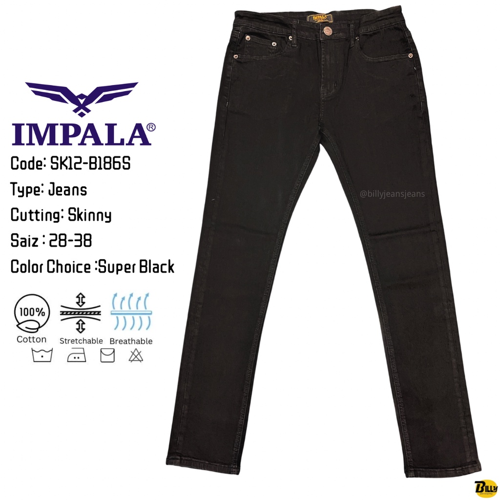 IMPALA Brand Men’s Black Style Skinny Stretchable Jeans ( SK12-B186S ...