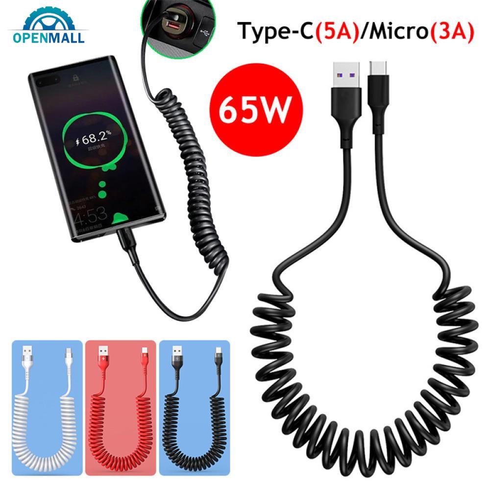 OPENMALL 66W 5A USB Type C Data Cable Micro USB Spring Pull Fast ...