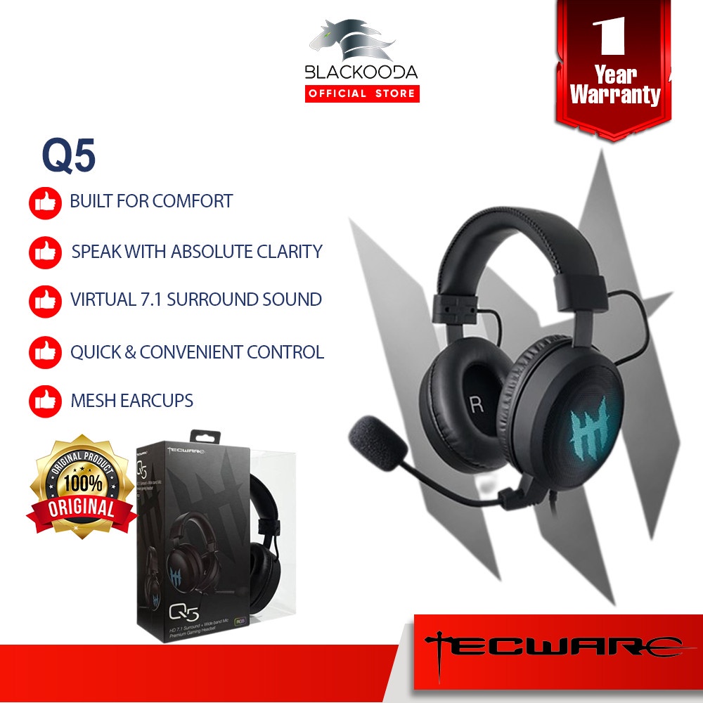TECWARE Q5 PREMIUM GAMING RGB GAMING HEADSET [Virtual 7.1 Surround ...