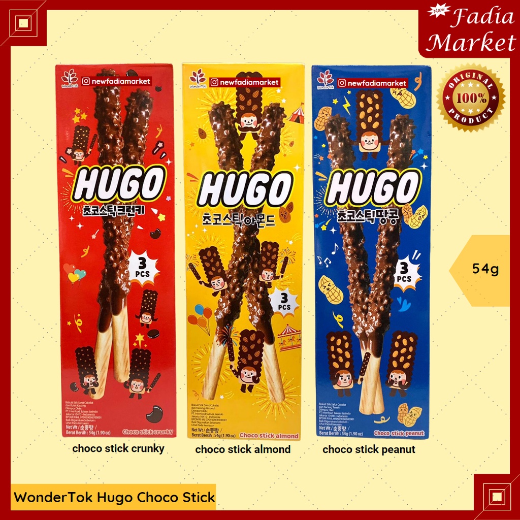 WonderTok Hugo Chocolate Sticks Choco Stick Crunky Peanut Almonds 54g ...