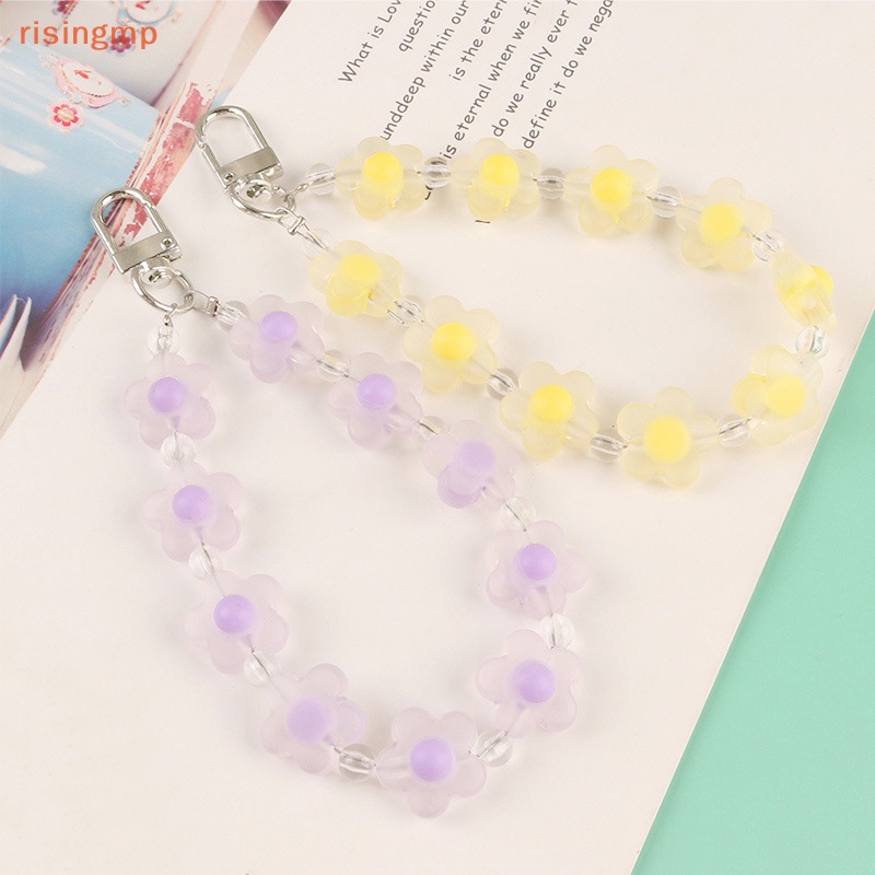 [risingmp] Cute Candy Color Flower Beads Lanyards KeyChains for Women ...