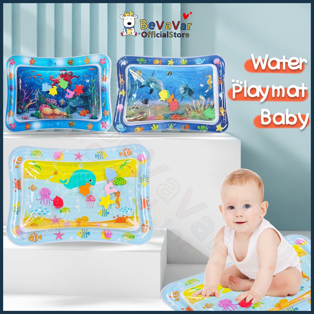 BEVAVAR Baby Crawling Mat Newborn Water Play Mat Cartoon Water Fish ...