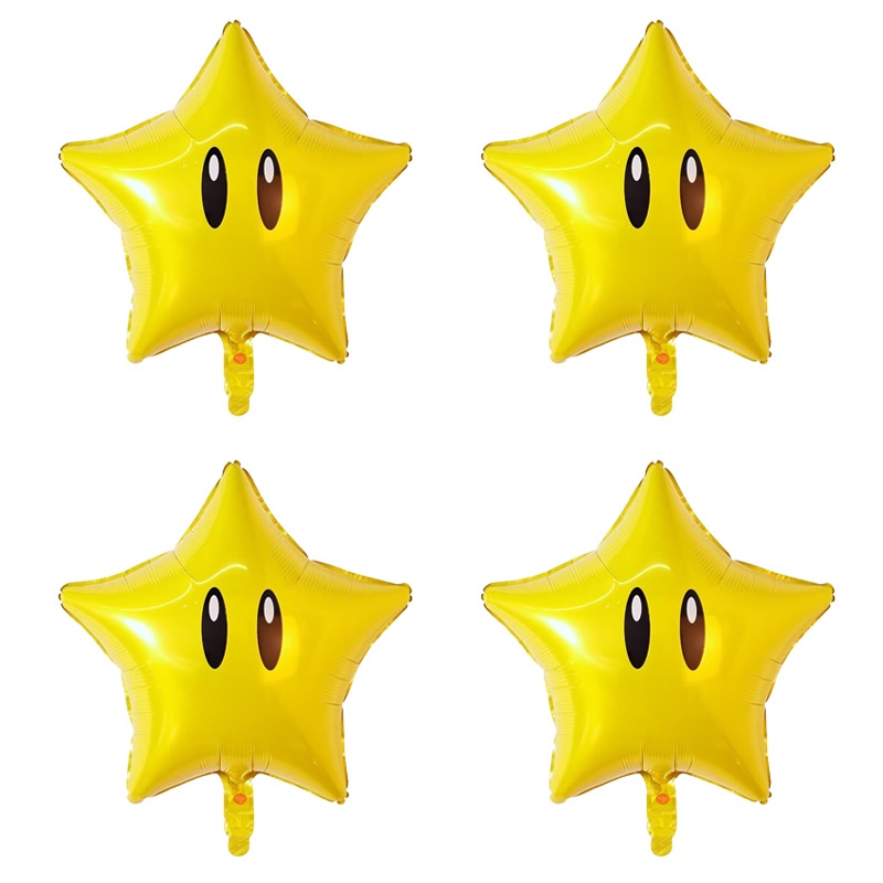 18 Inch Mario Reward Star Balloon Pentagram Shape Aluminum Film Balloon ...
