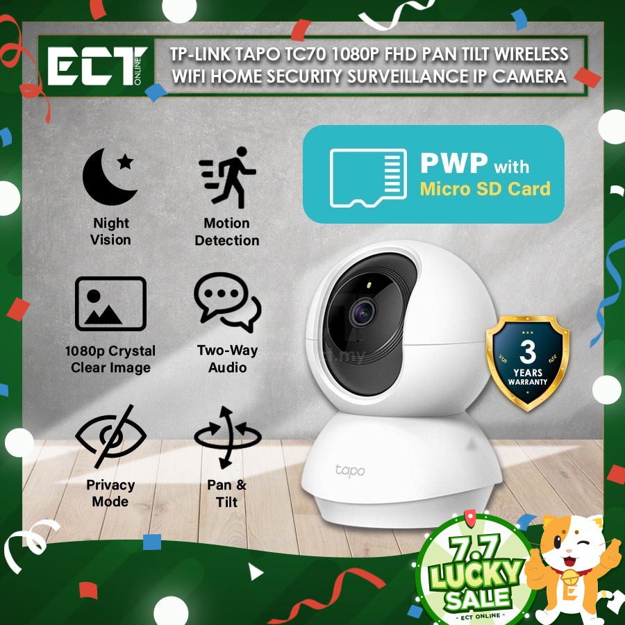 TP-Link Tapo TC70 1080P Full HD - Pan Tilt Wireless WiFi Home Security ...