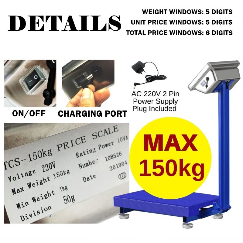 150kg HIGH PRECISION DIGITAL ELECTRONIC Weight Price Platform Scale ...