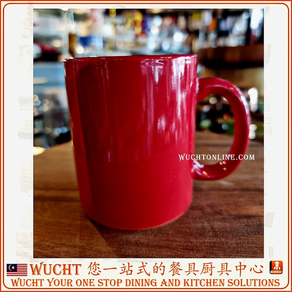 【WUCHT】Porcelain RED MUG 10OZ Porcelain Mug Cawan merah 红色杯 | Shopee ...