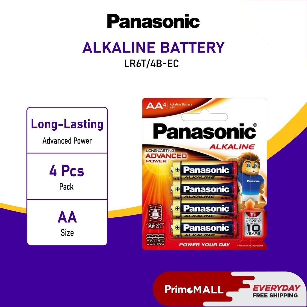 PANASONIC 1xSET FREE SHIPPING LR6T/4B-EC Alkaline Battery AA SIZE 4PCS 9V Bateri AA Anti-Leak ...