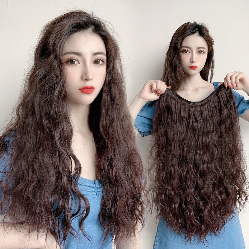 Wig female long hair corn perm one piece wool roll simulation hair long ...
