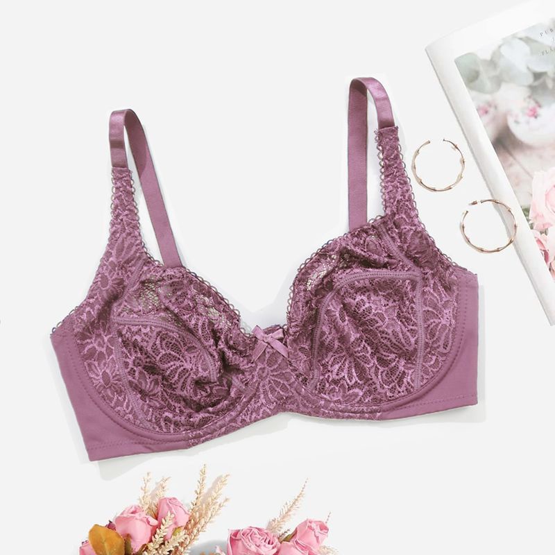 Parifairy Half transparent bra no foam underwire bralette plus size bra cup c 34C 36C .38C 40C ...