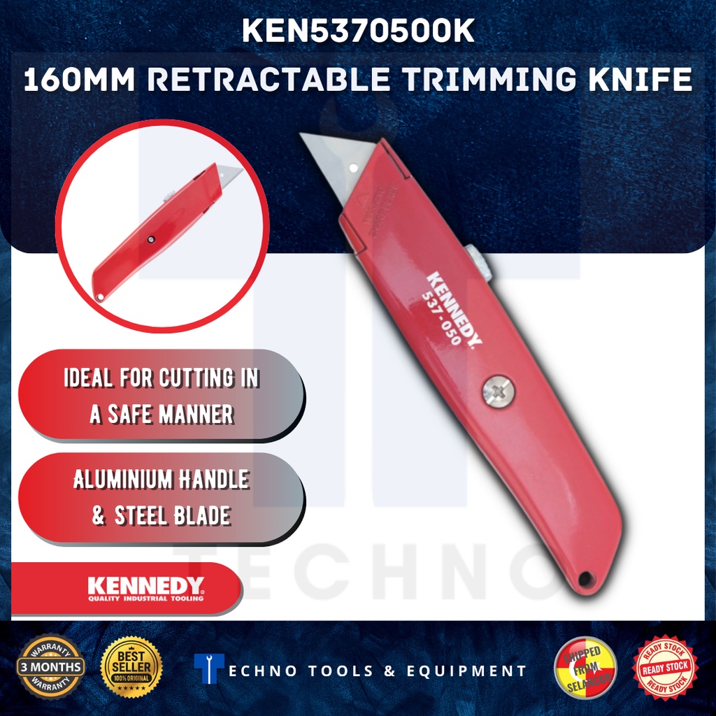 KENNEDY KEN5370500K 160mm RETRACTABLE TRIMMING KNIFE W REPLACEMENT ...