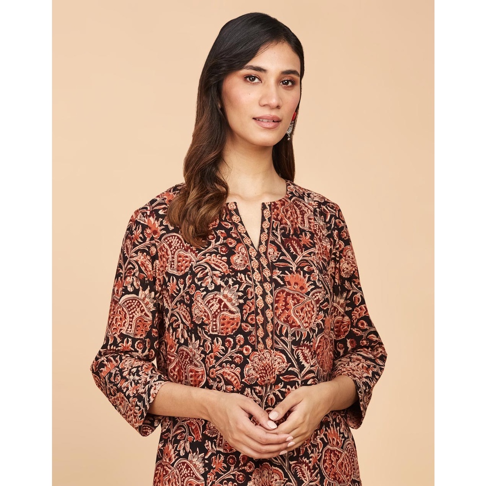 Black Kalamkari Knee Length Kurta | Shopee Malaysia