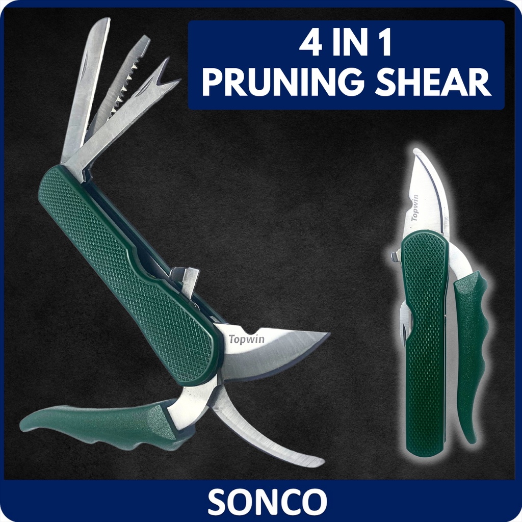 4 IN 1 Multi tool Folding Pruning Shears Garden Plant Tree Cutter ...