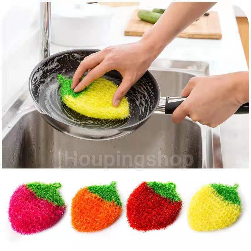 Kitchen Dishwashing Sponges Strawberry Acrylic Fiber Dish Wash Cloth ...