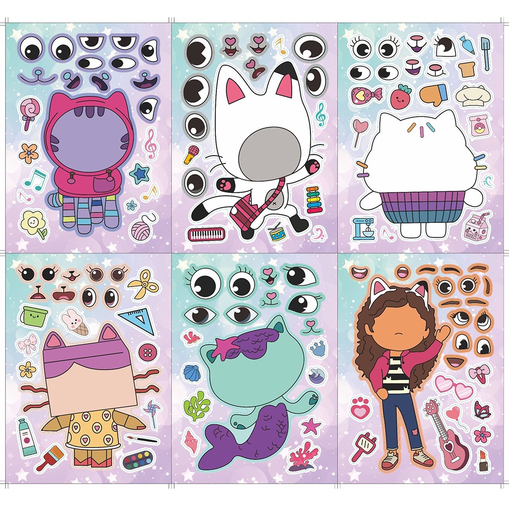 12Sheets Rainbow Friends Children DIY Puzzle Sticker Funny Games Make-a ...