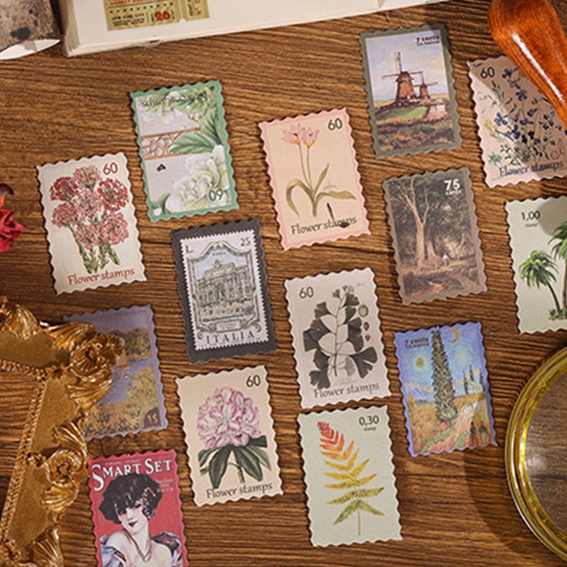 48 Pcs Classical Stamp Style Stickers Pack Decorative DIY Material ...