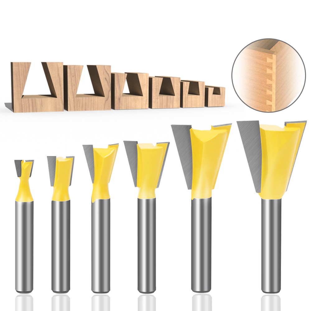 6mm 1/4" Shank Dovetail Joint Router Bits Set 14 Degree Woodworking ...