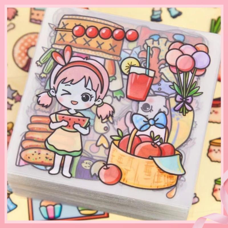 10 Sheets Non-Repetitive Notebook Stickers Cute Girl Cartoon Cute ...