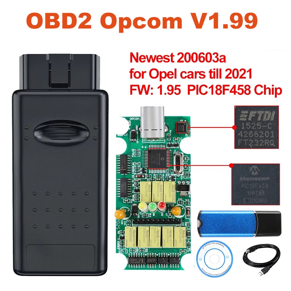 Opcom 2021 V1.99 OBD2 PC Base Diagnostic Tool For Opel W/ PIC18F458 ...