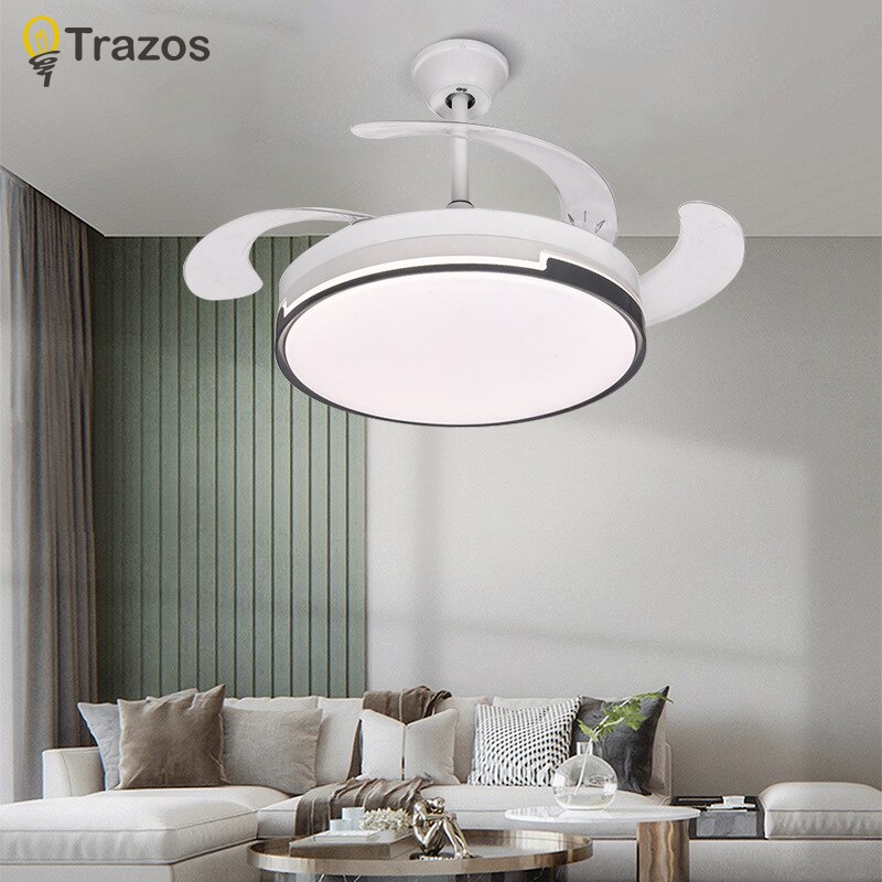 New 220V Nordic Ceiling Fan Living Room Led Invisible Fan Lamp Ceiling ...