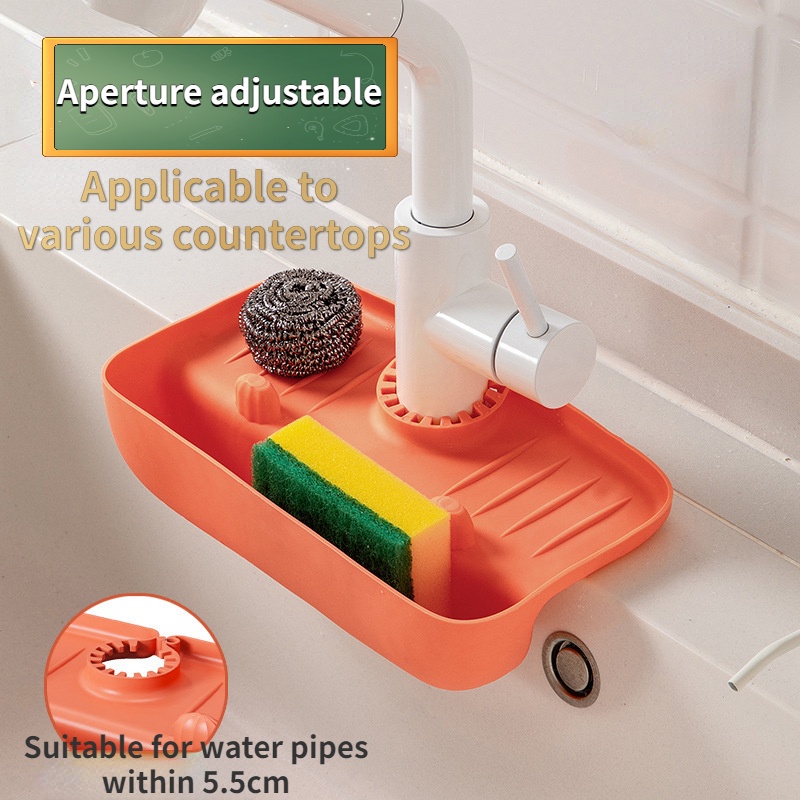 Installation-free Faucet Rack Snap-on Faucet Drain Rack Sink Storage ...